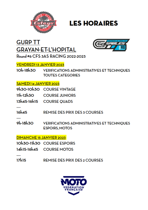 Gurp TT de Grayan 2023 : le programme - Pilote de Sable