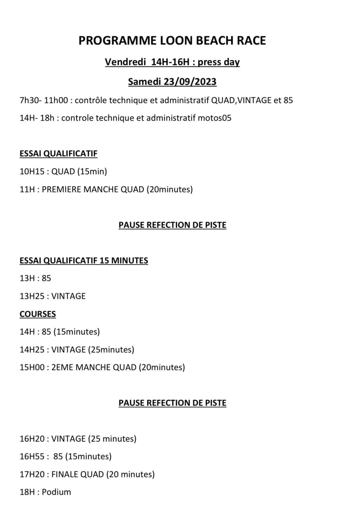 Loon Beach Race 2023 : le programme - Pilote de Sable